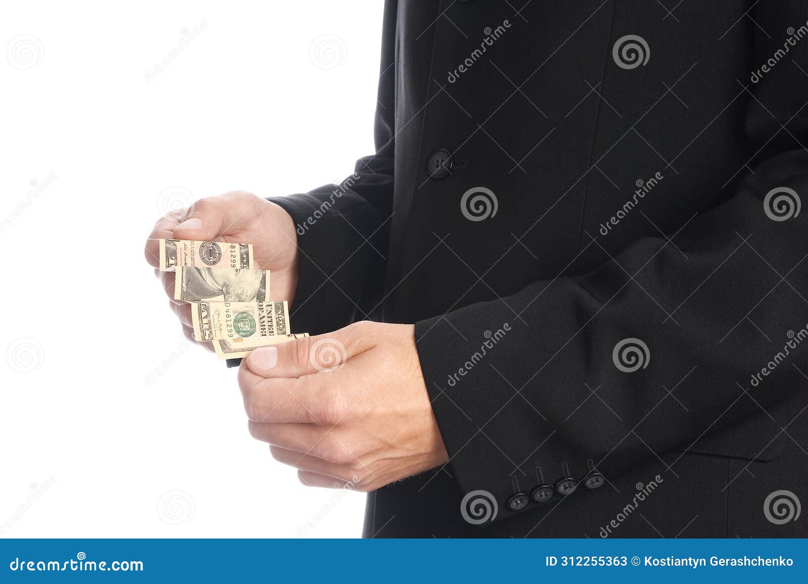 Business Man Holding Money on White Background Stock Image - Image of ...