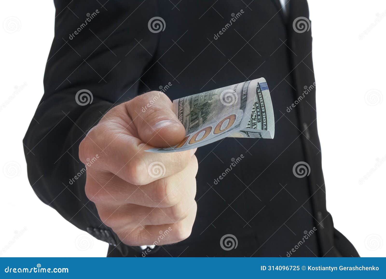 Business Man Holding Money on White Background Stock Image - Image of ...