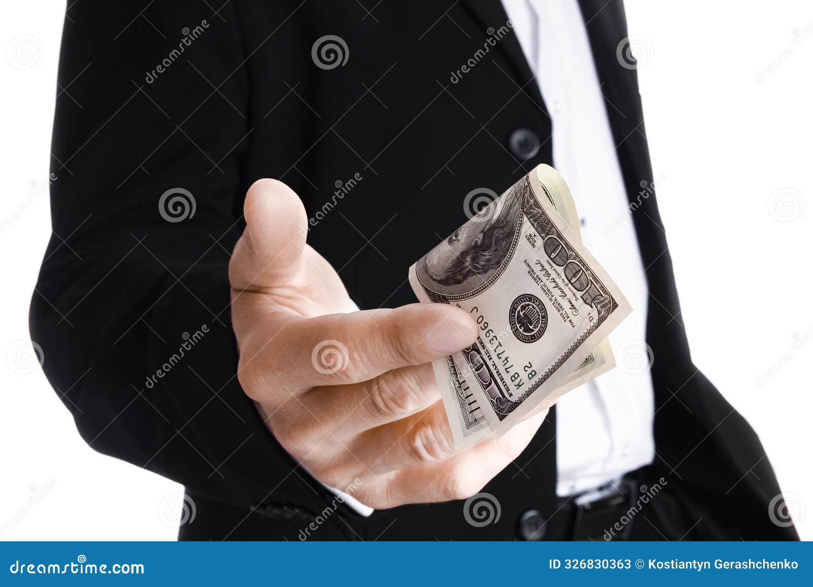 Business Man Holding Money on White Background Stock Image - Image of ...