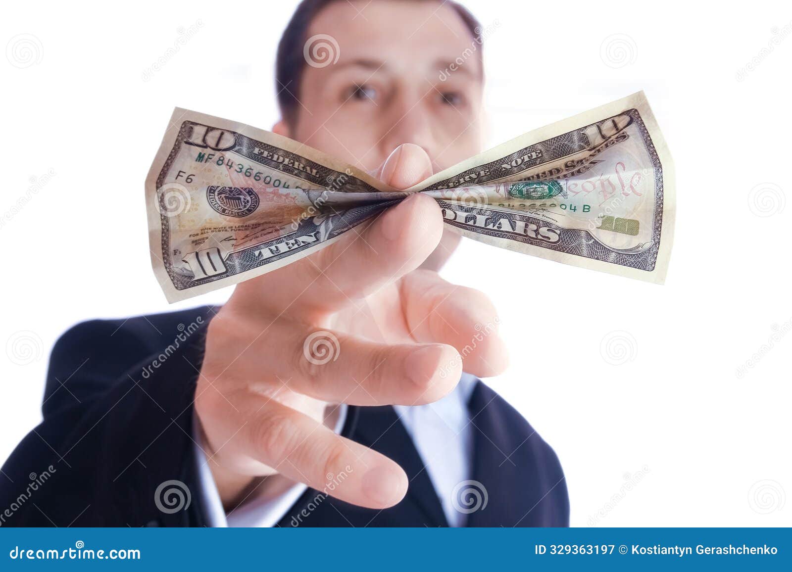 Business Man Holding Money on White Background Stock Image - Image of ...