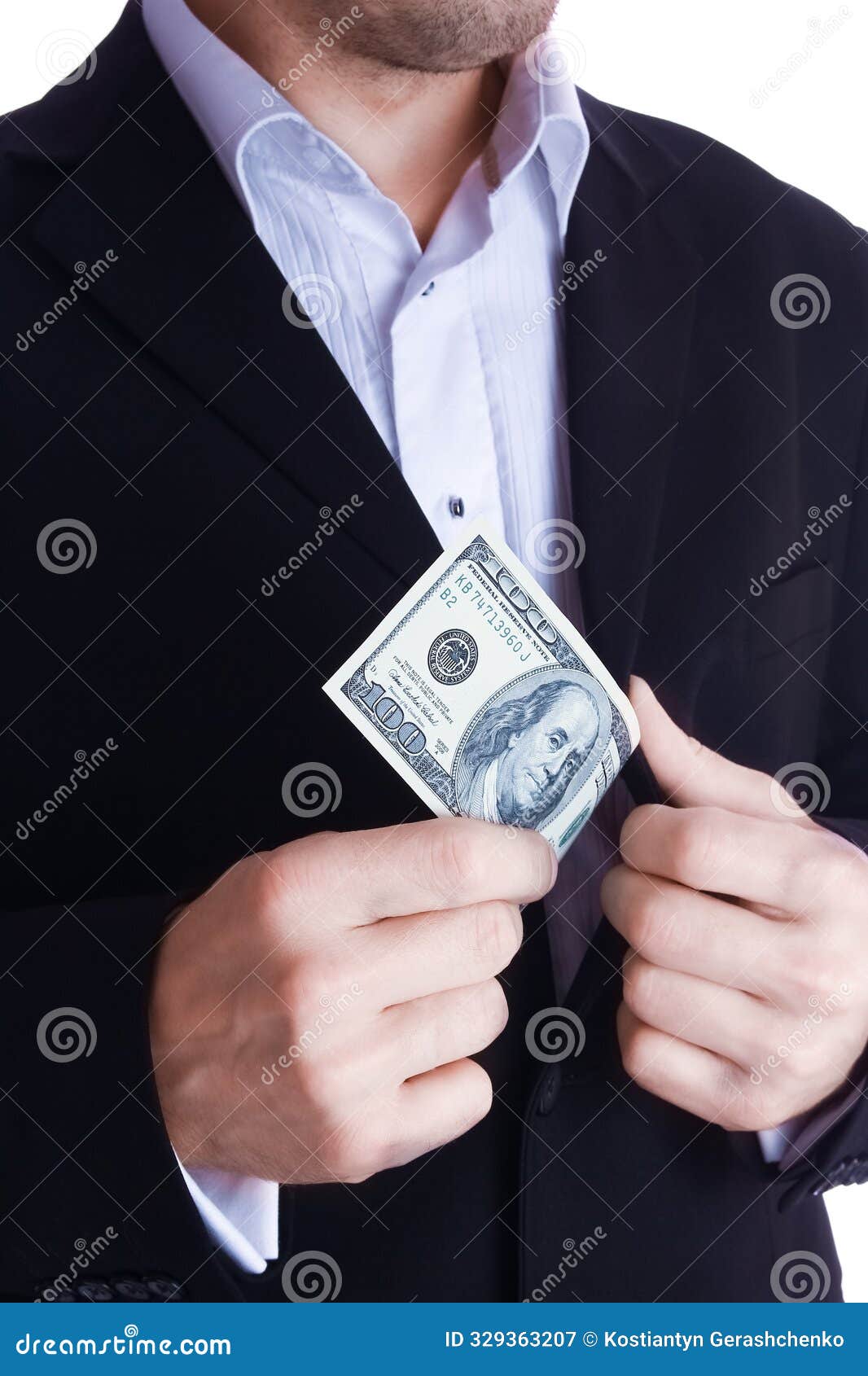 Business Man Holding Money on White Background Stock Image - Image of ...