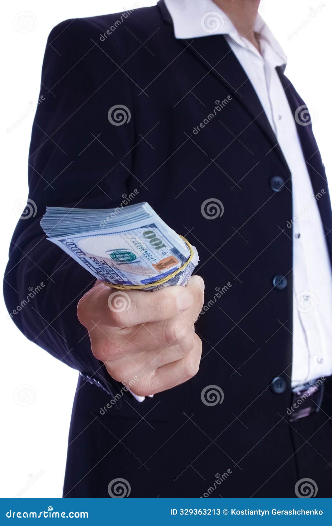 Business Man Holding Money on White Background Stock Image - Image of ...