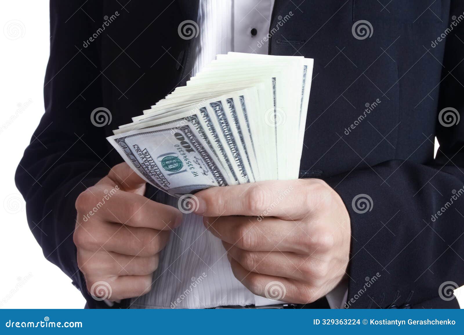 Business Man Holding Money on White Background Stock Photo - Image of ...