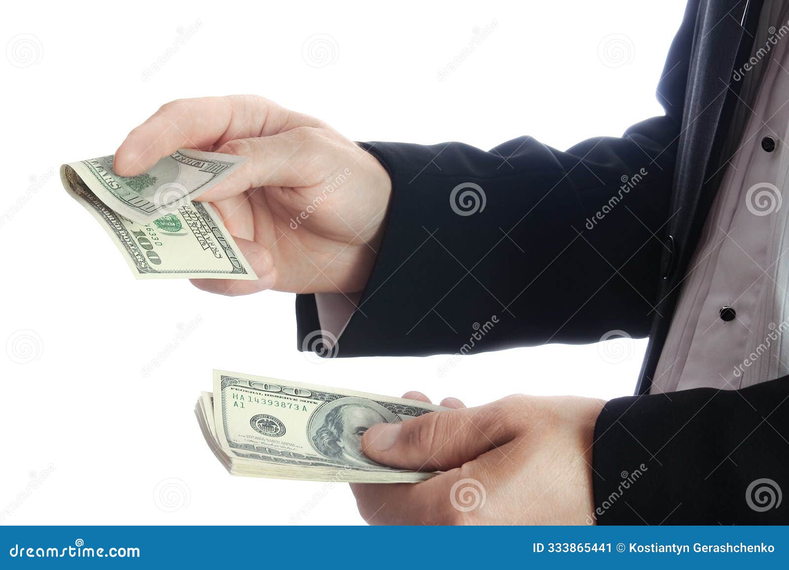 Business Man Holding Money on White Background Stock Image - Image of ...