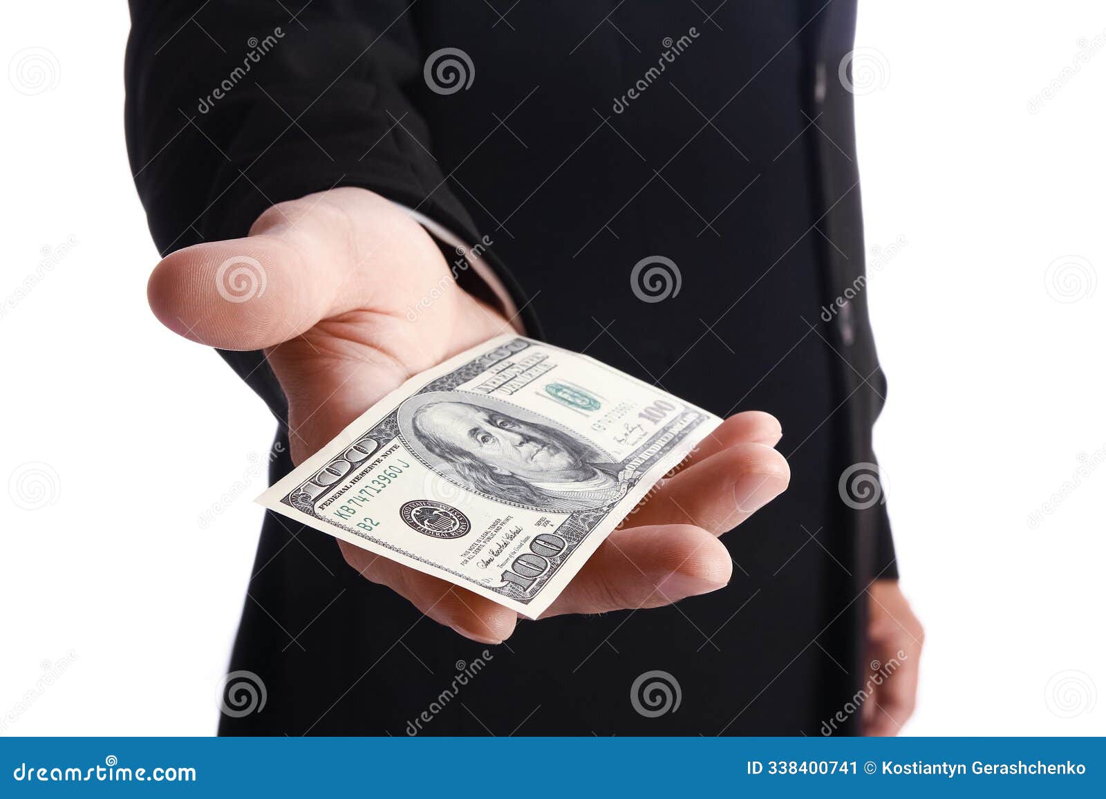 Business Man Holding Money on White Background Stock Image - Image of ...