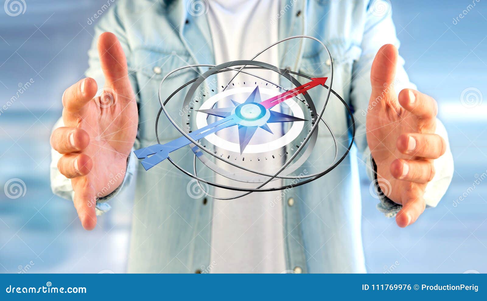 Business Man Holding a Navigation Compass - 3d Rendered Stock Photo ...