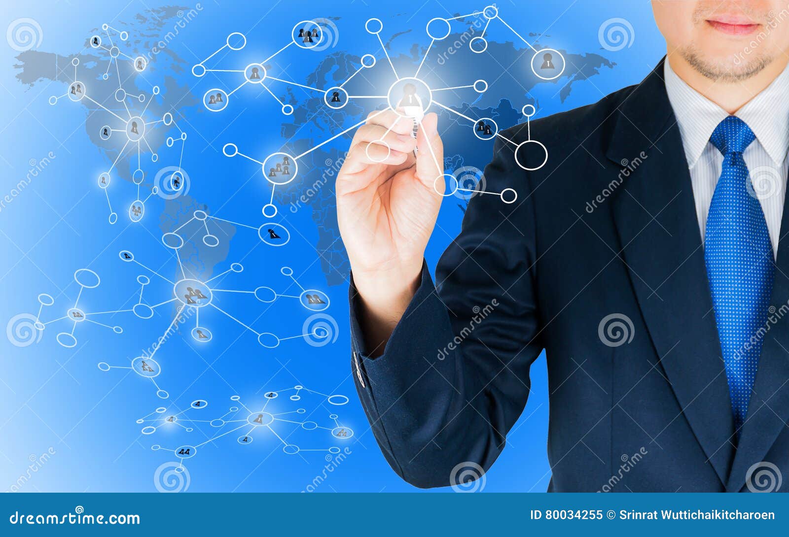Man Drawing A Network On Glassboard Stock Photography | CartoonDealer ...