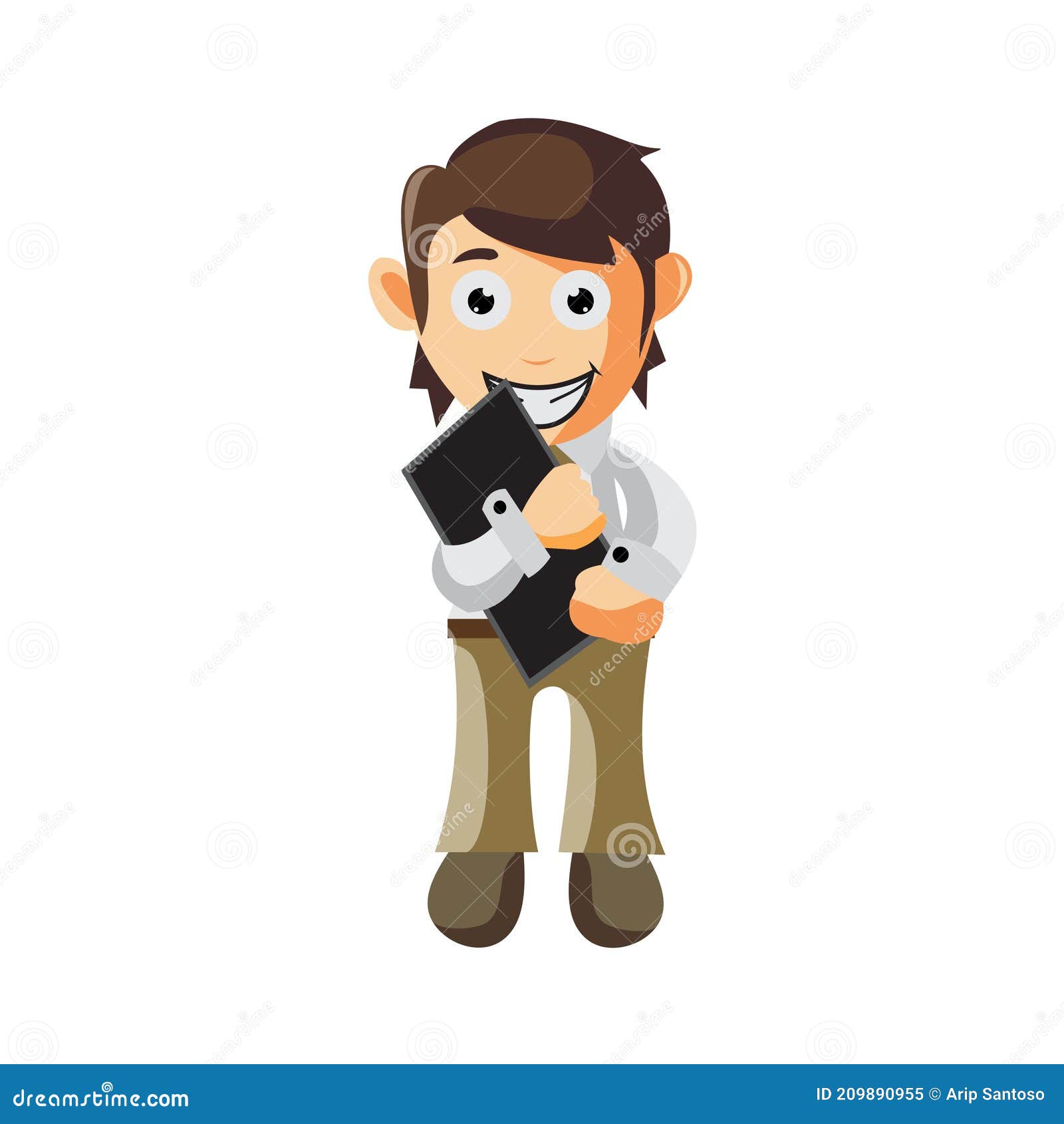 Business Man Holding Phone Cellular Cartoon Character Illustration
