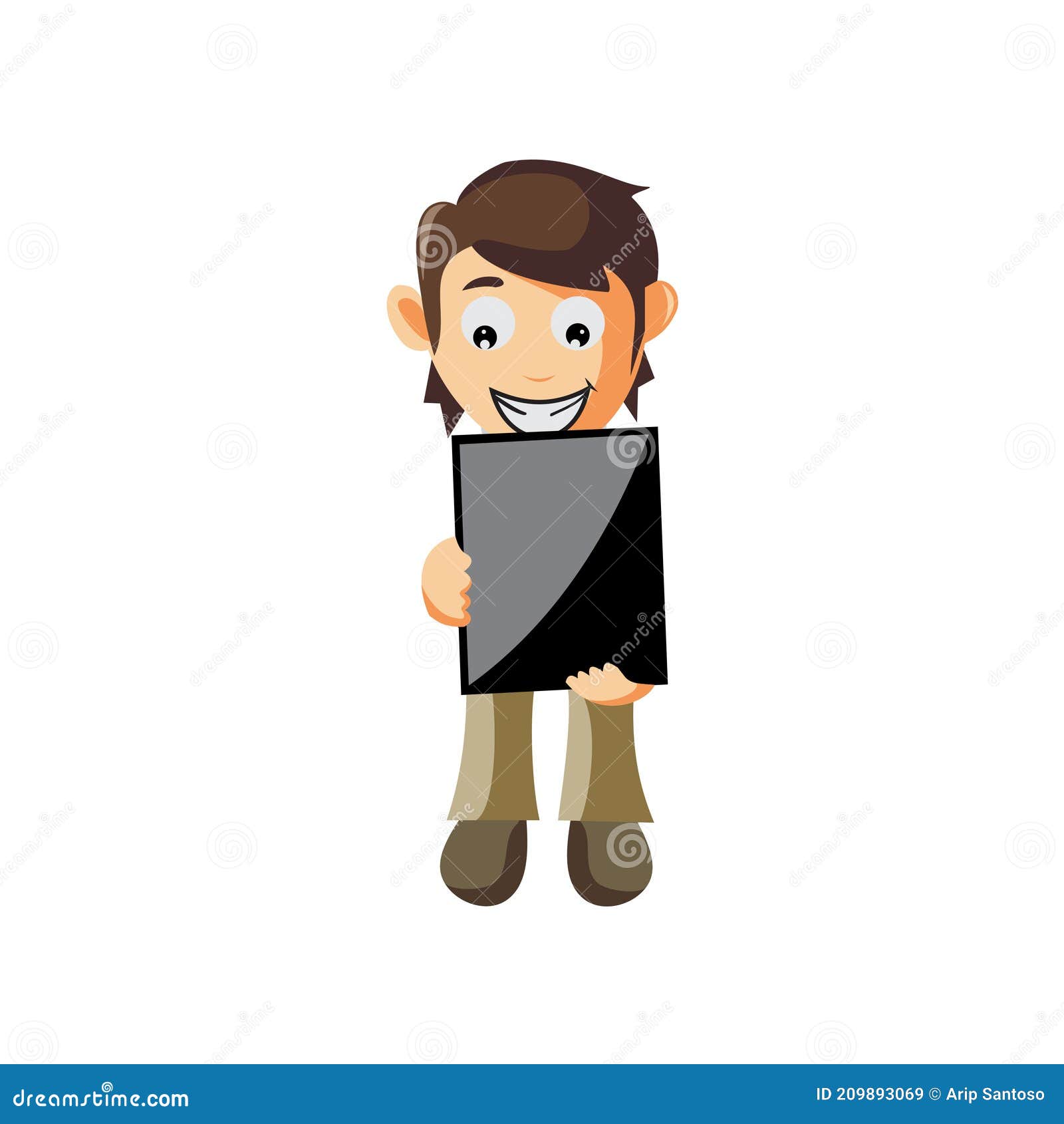 Business Man Holding Phone Tablet Cartoon Character Illustration Design