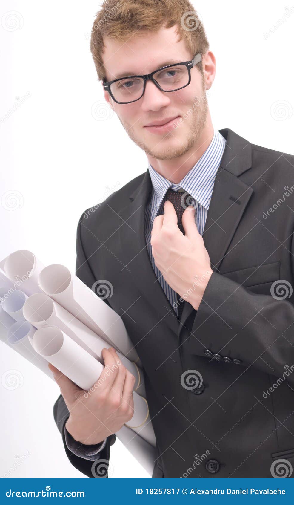 Business Man Holding Projects. Stock Image - Image of friendly, hand ...
