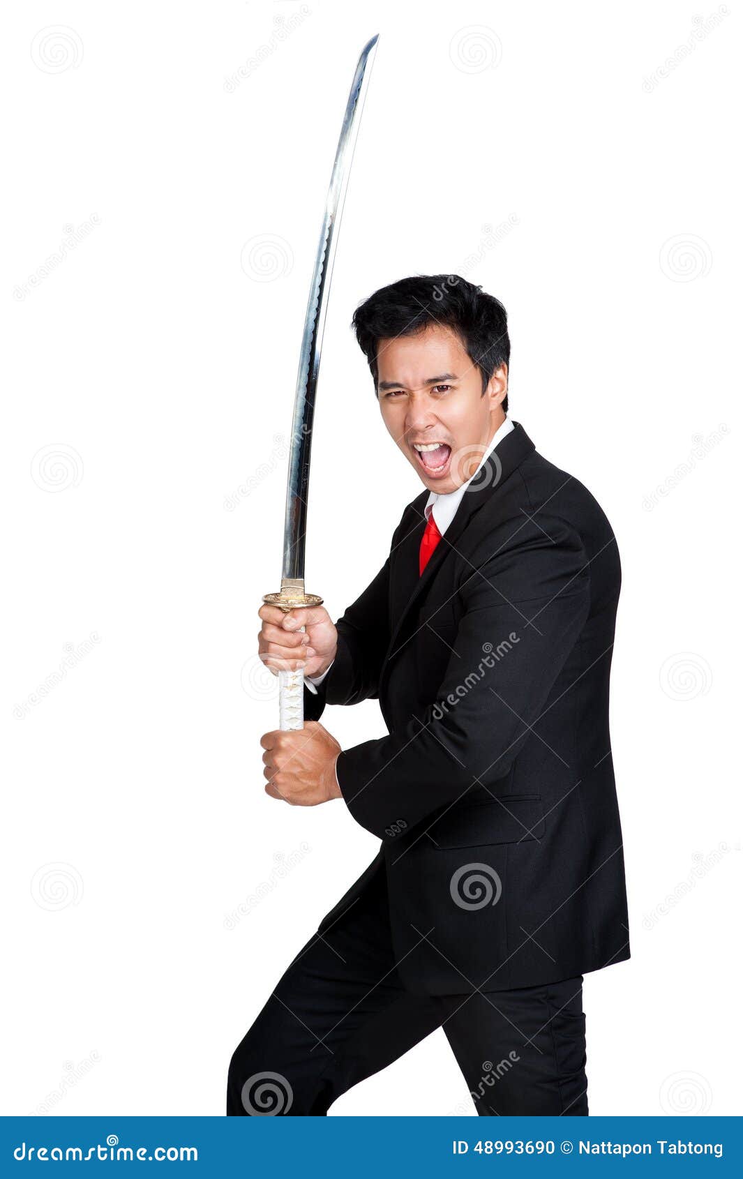 Business Man Holding Samurai Sword Stock Photo - Image of confidence ...