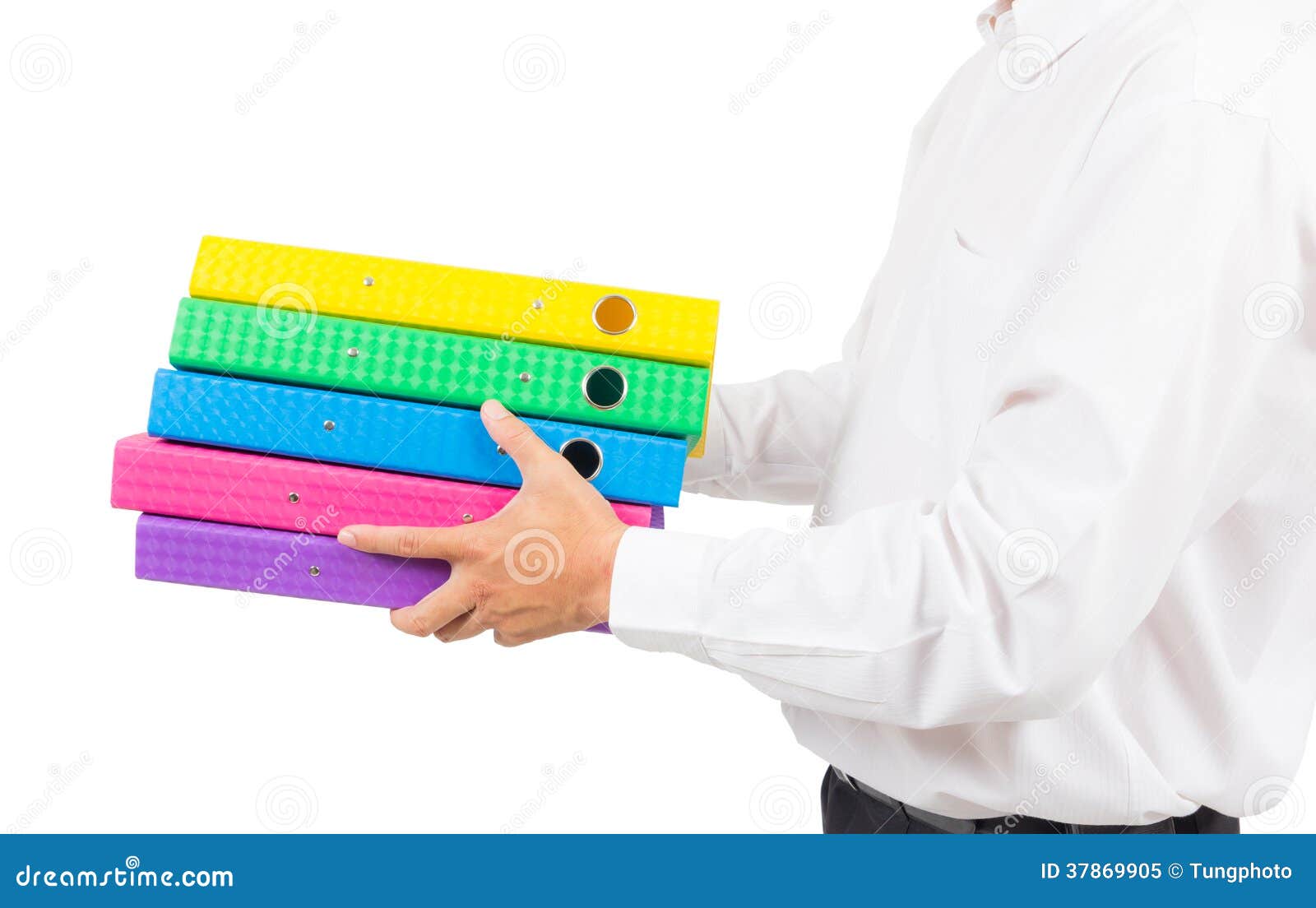 Business Man Holding Stack of Folder Stock Image - Image of grey ...