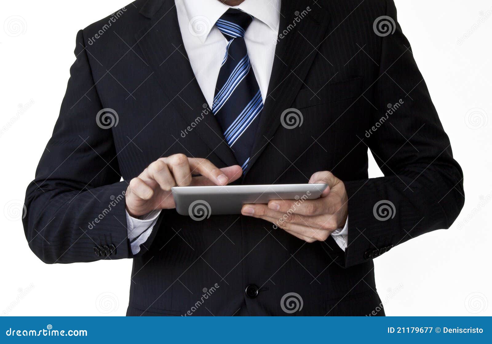 Business Man Holding Tablet Stock Image - Image of display, mobile ...