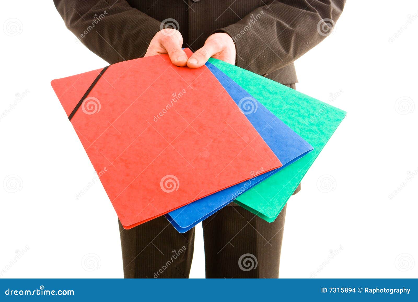 Business Man Holding Three Colourful Folders Stock Photo - Image of ...
