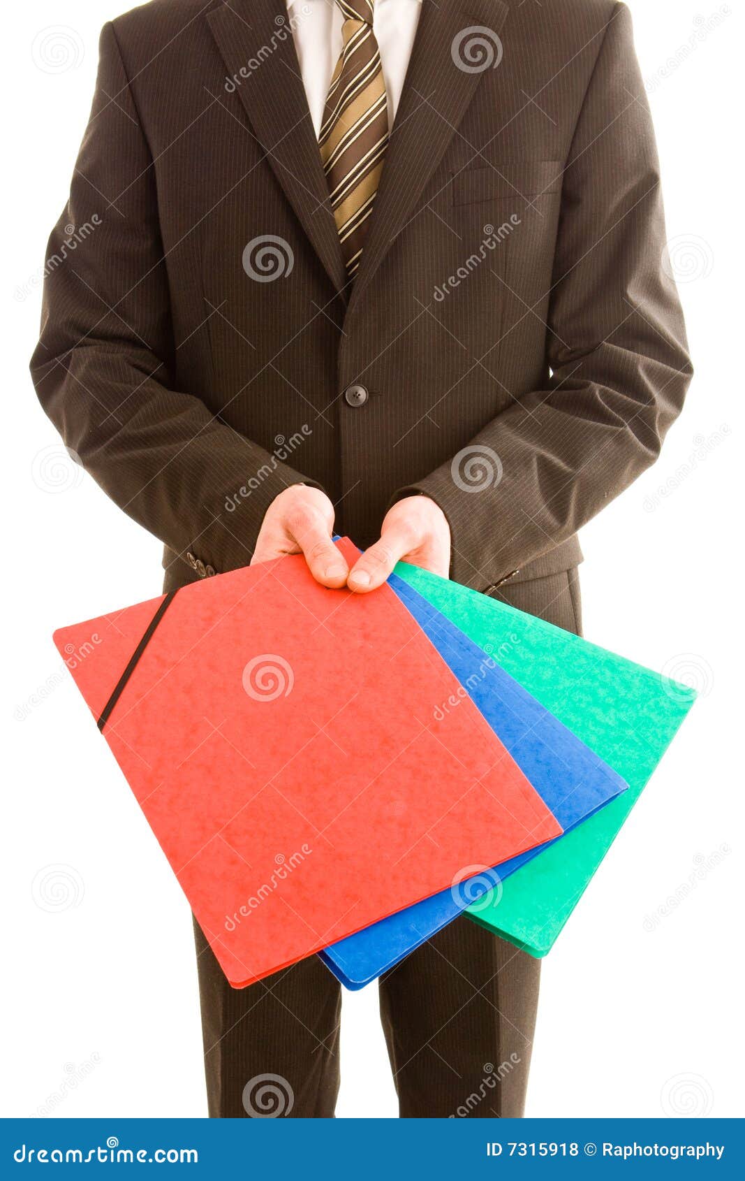 Business Man Holding Three Colourful Folders Stock Photo - Image of ...