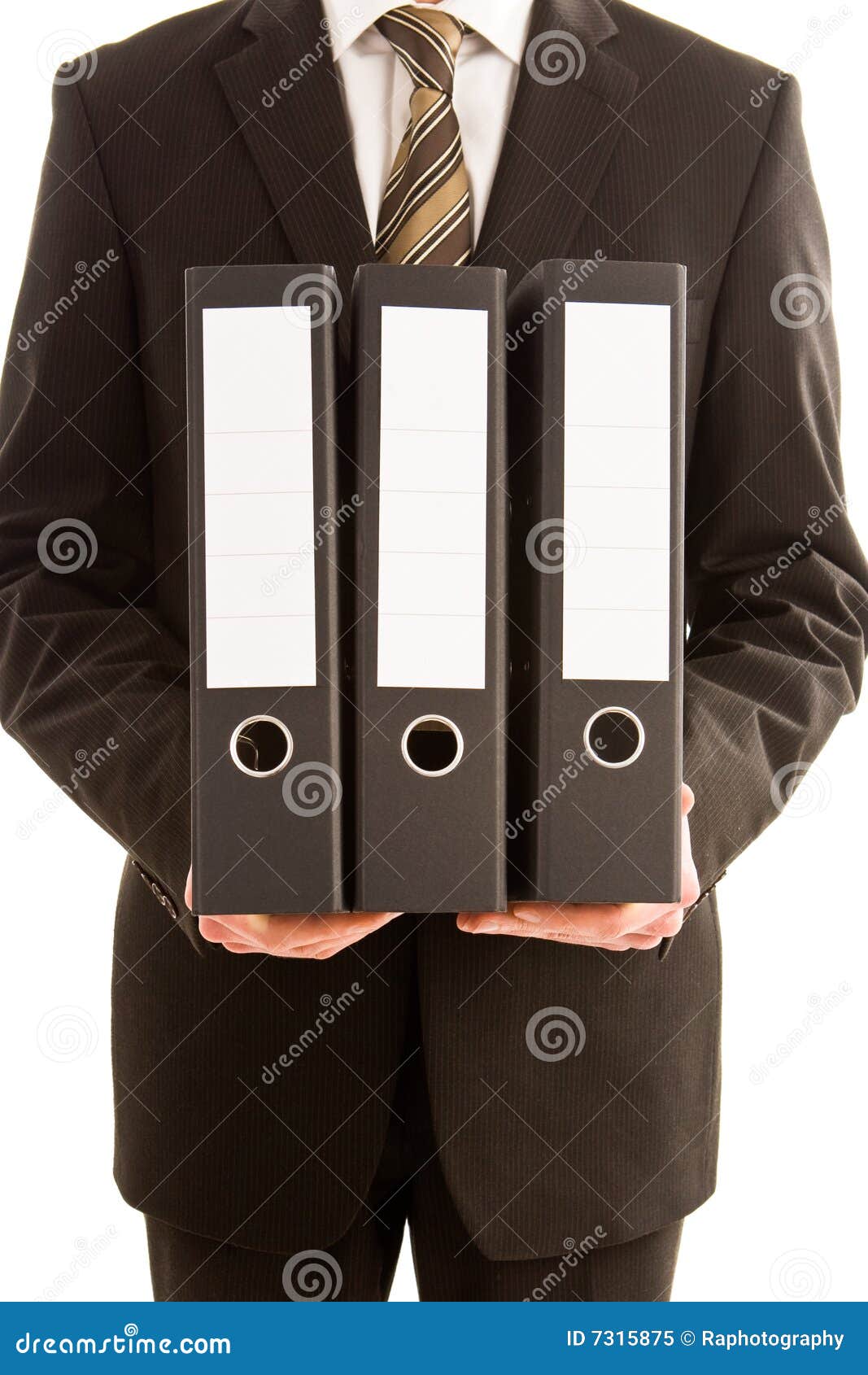Business Man Holding Three Folders Stock Image - Image of company ...