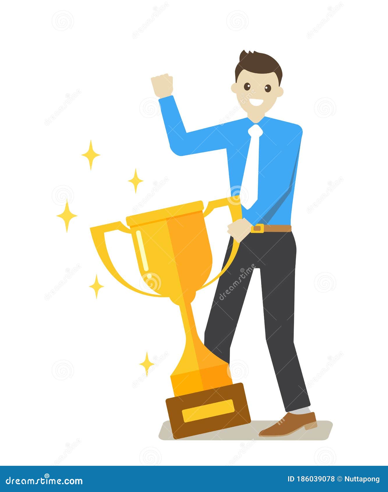 Business Man Holding a Trophy Stock Vector - Illustration of ...