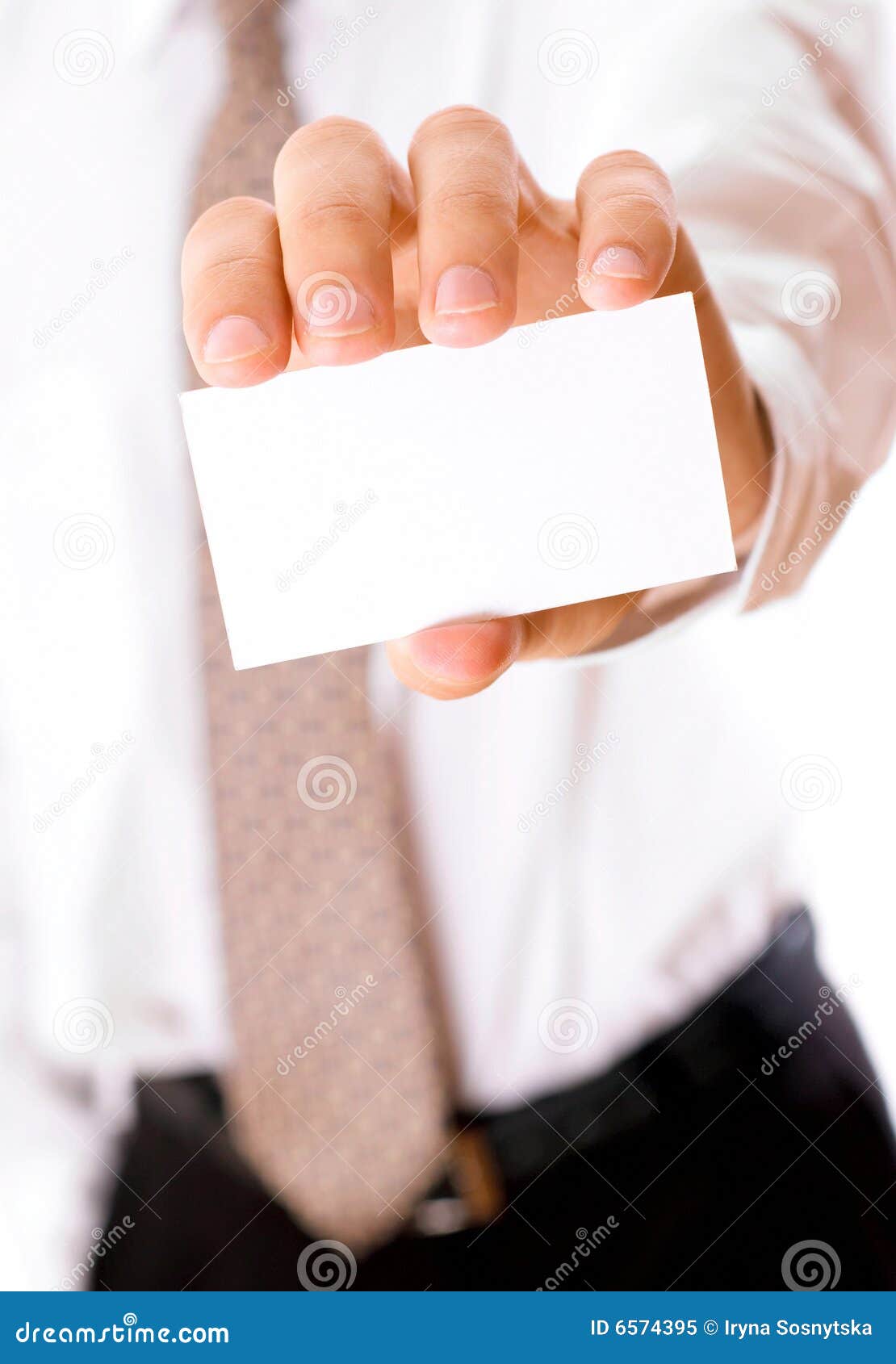 Business Man Holding Visiting Card Stock Image - Image of conference ...