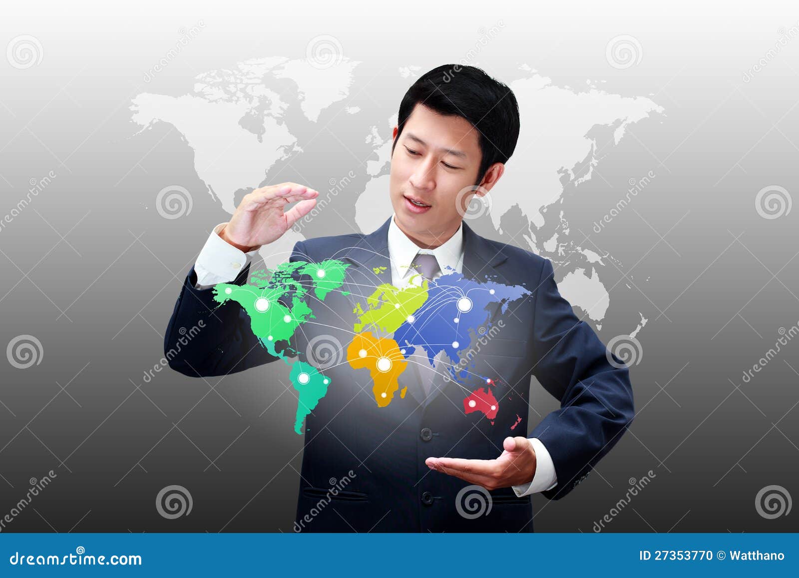 Business Man Holding World Map Stock Photo - Image of computer, event ...