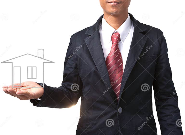 Business Man and Home on Hand for Multipurpose Stock Image - Image of ...