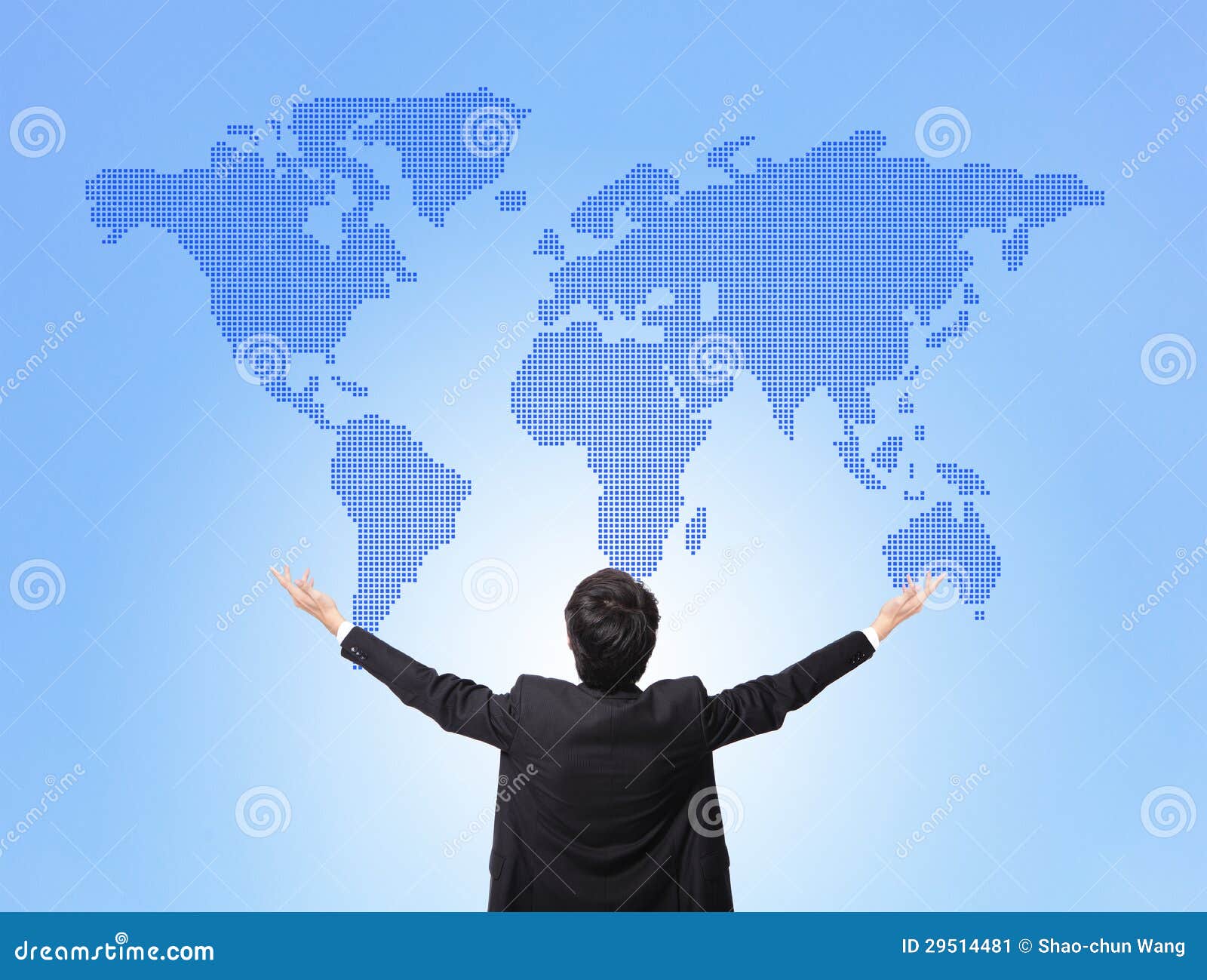 Business Man Hug Global Map Stock Image - Image of future, confident ...