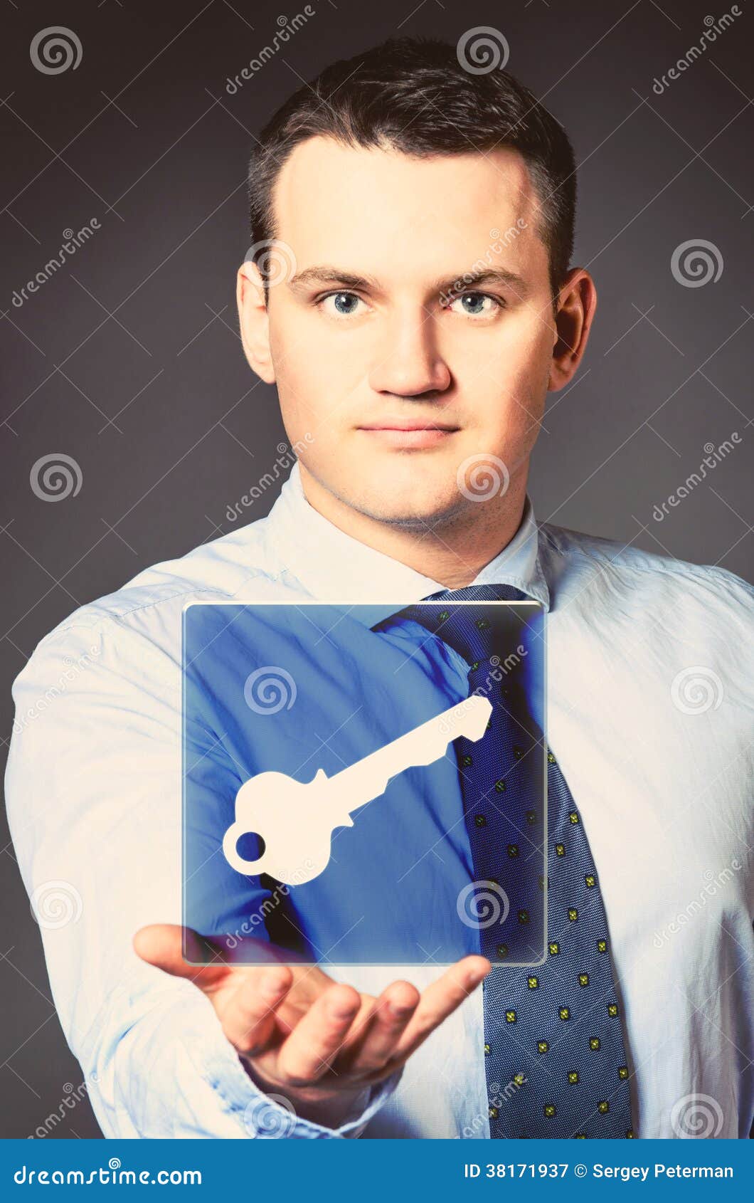 Business man with icon stock image. Image of holding - 38171937