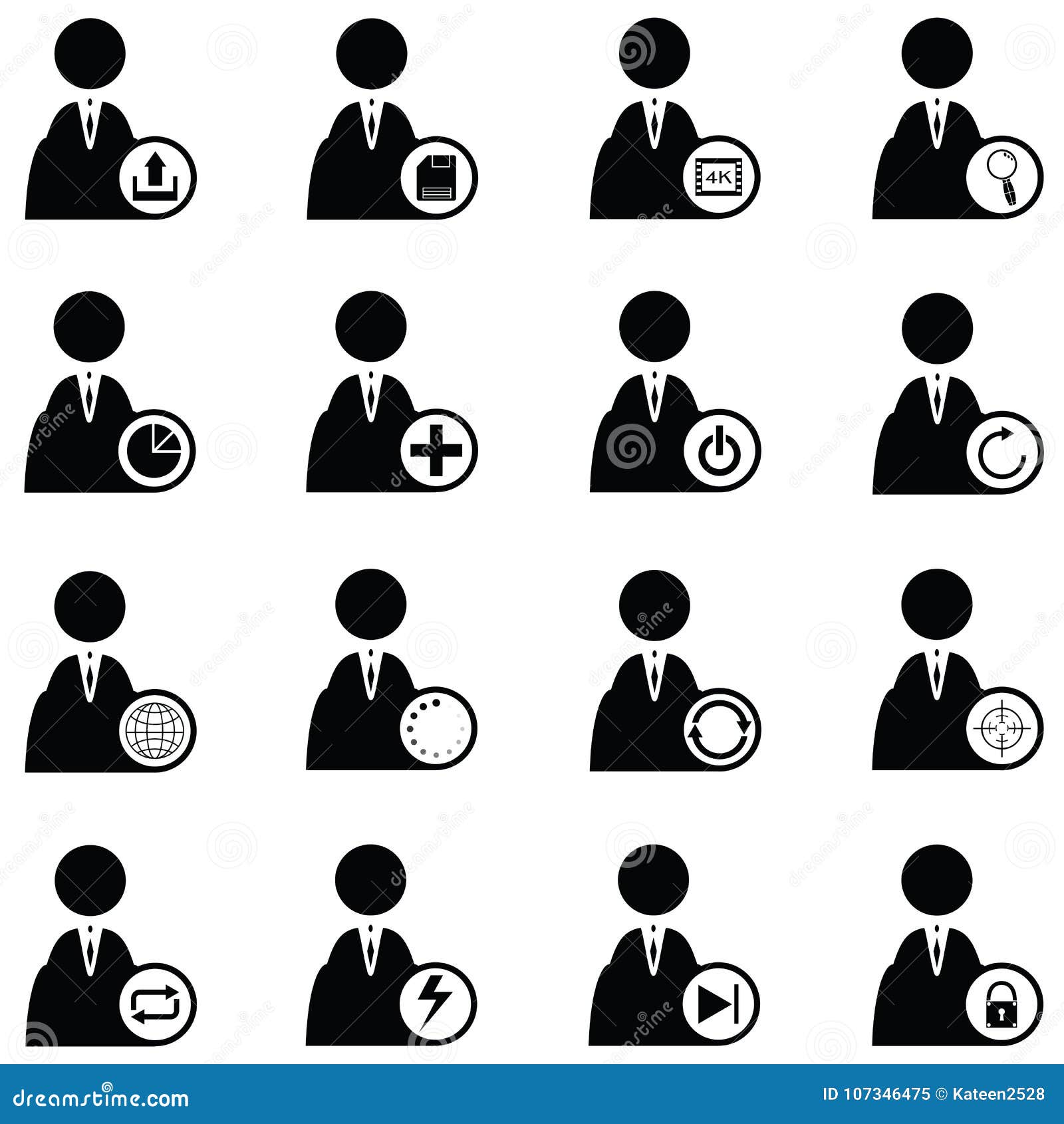 Business man icon set stock vector. Illustration of social - 107346475
