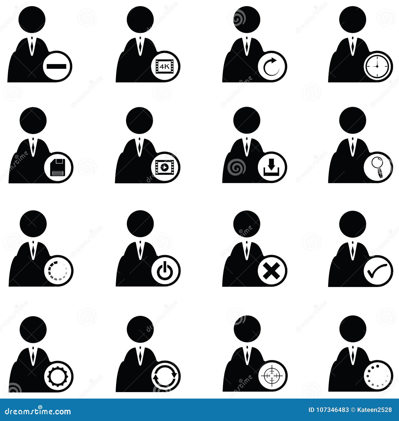 Business man icon set stock vector. Illustration of sign - 107346483