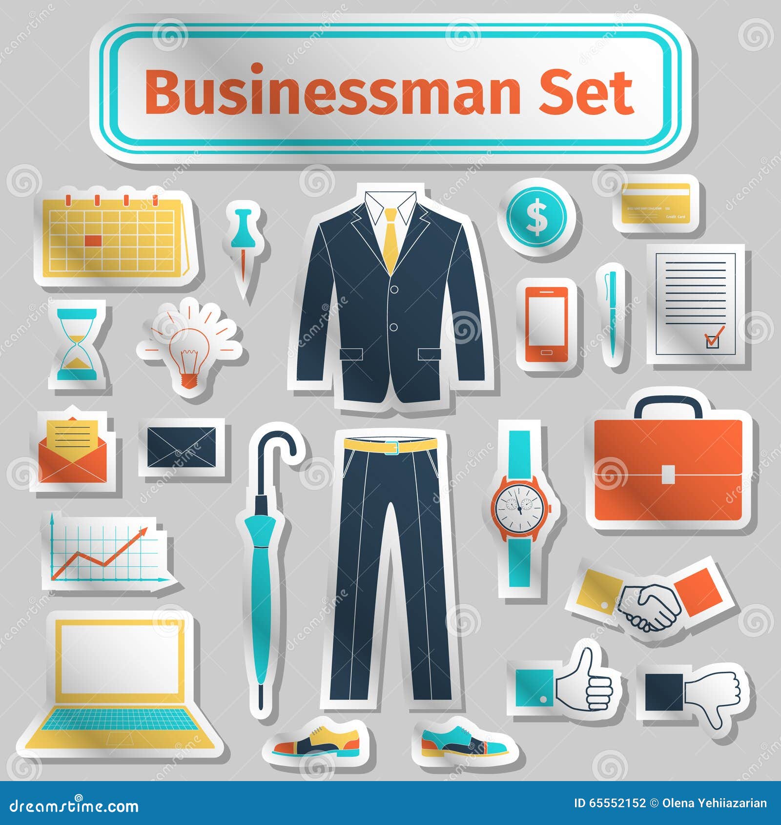 Business-man icons set stock vector. Illustration of diagram - 65552152