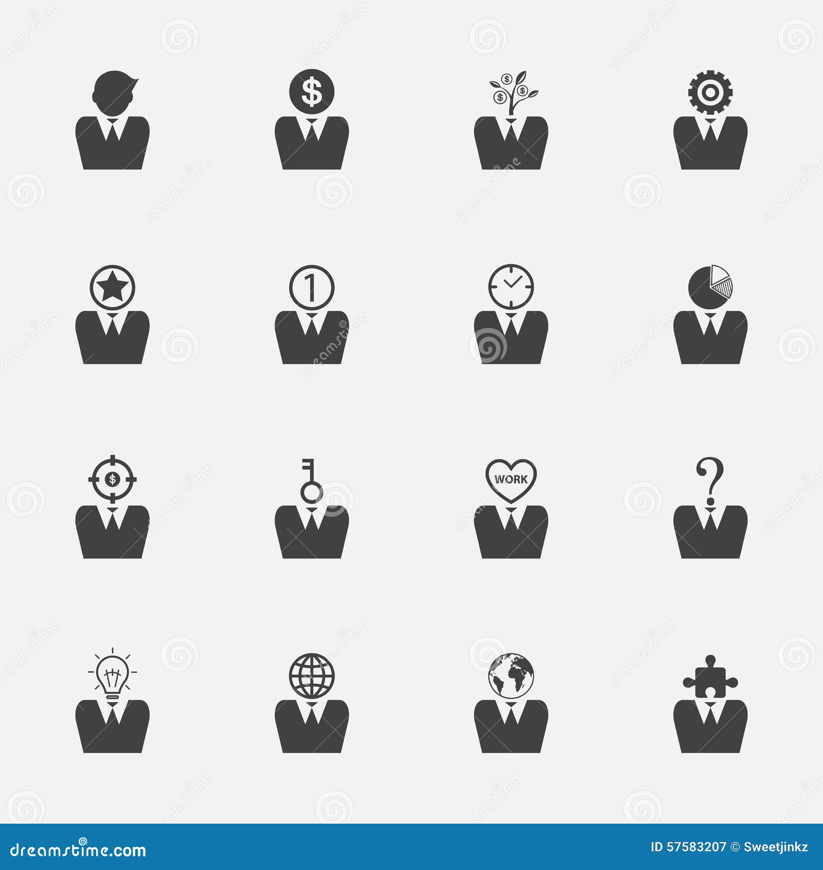 Business man icons set. stock vector. Illustration of inspiration ...