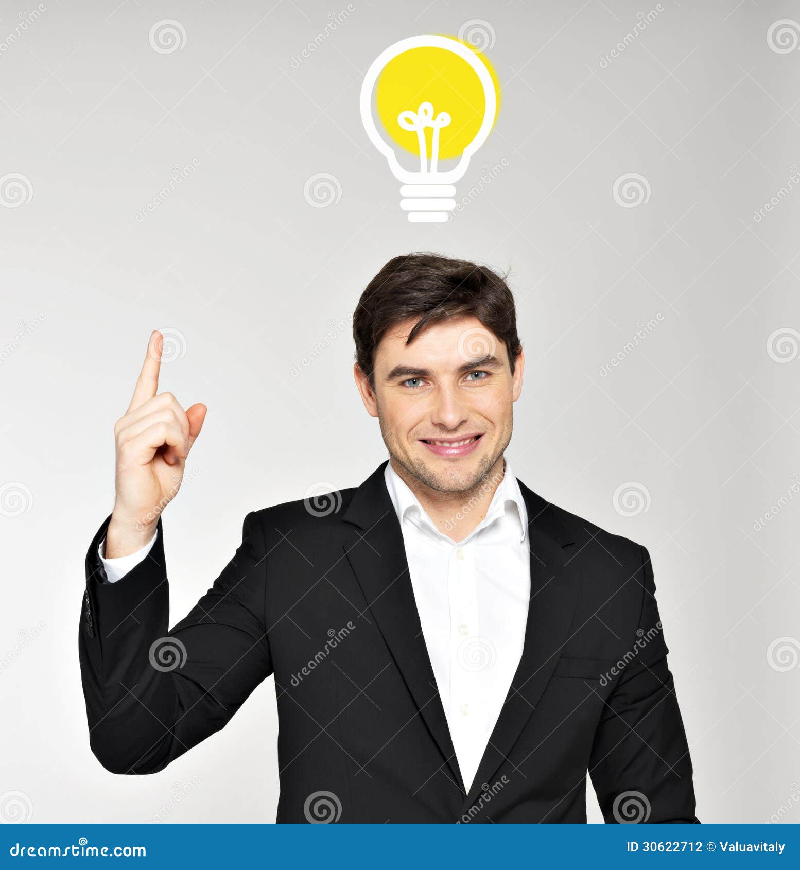 Business Man with an Idea Bulb Stock Photo - Image of lamp ...