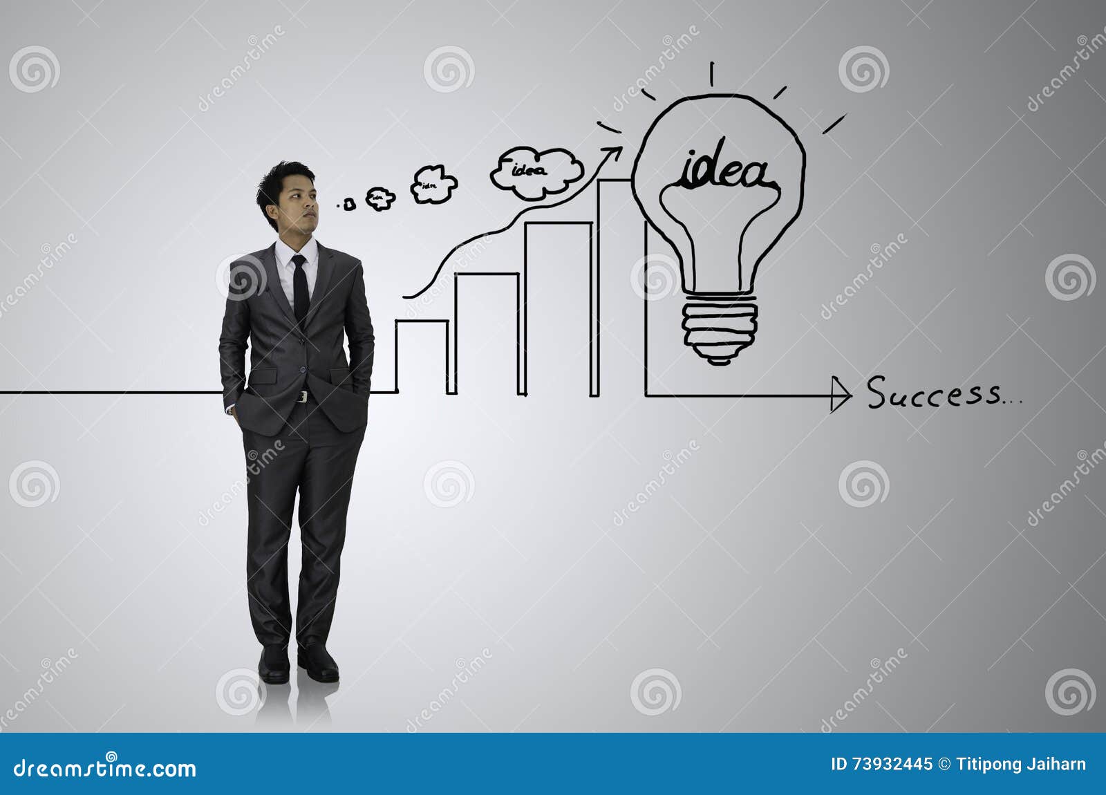 Business Man with Idea Drawing Stock Image - Image of education ...
