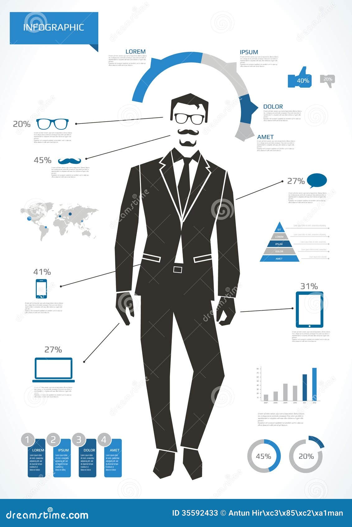 Business man infographic stock vector. Illustration of fashion - 35592433