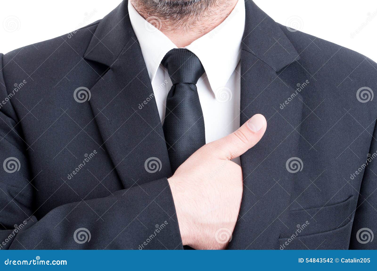 Business Man Inserting Hand Inside Suit Jacket Stock Photo - Image of ...