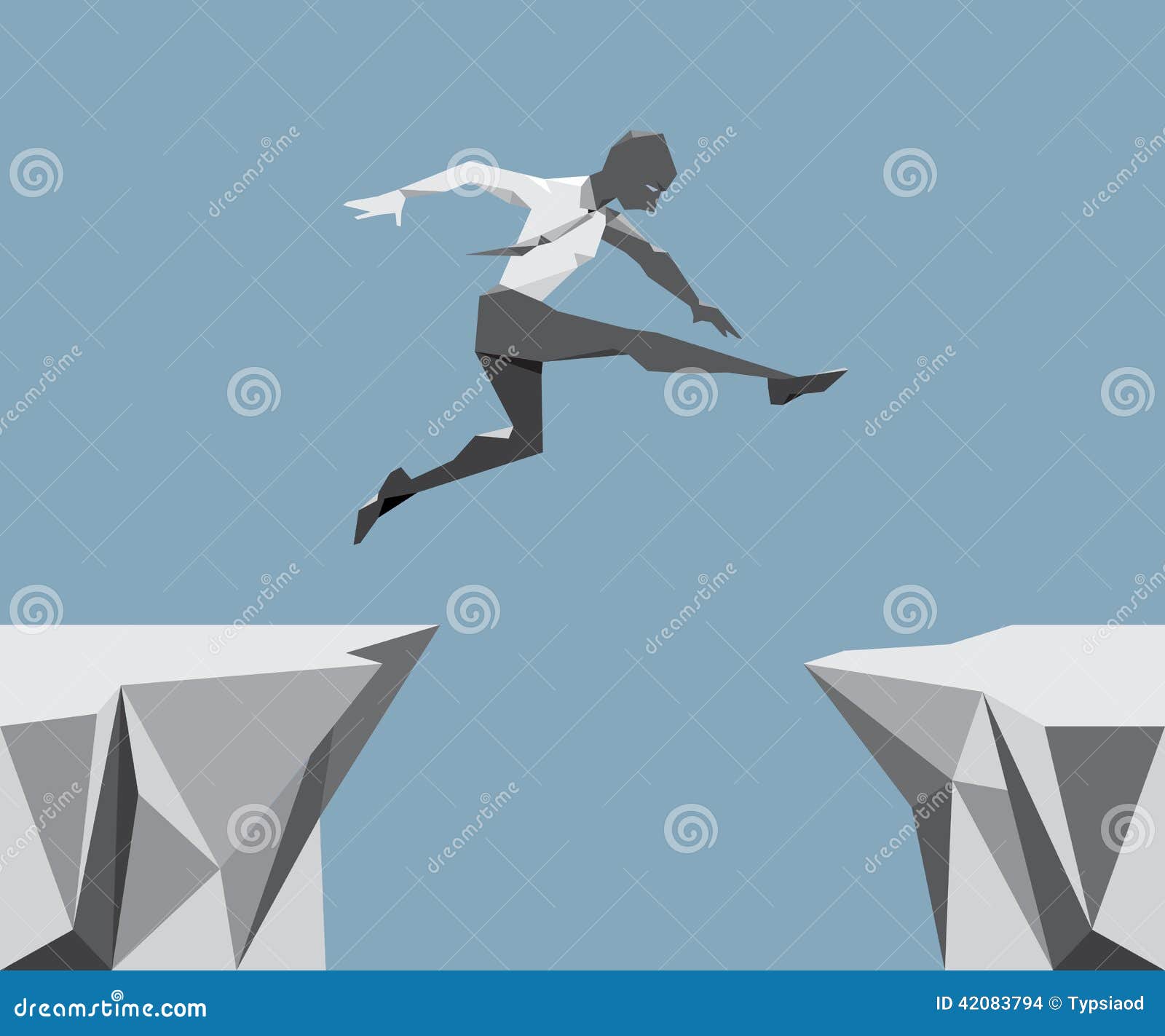 The Business Man Jump Across the Chasm. Stock Vector - Illustration of ...
