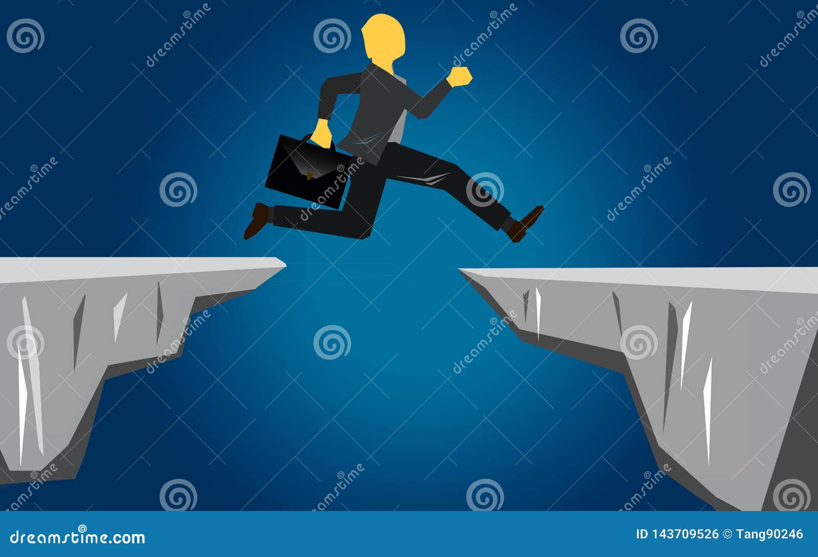 Business Man Jump Over the Gap Stock Illustration - Illustration of ...