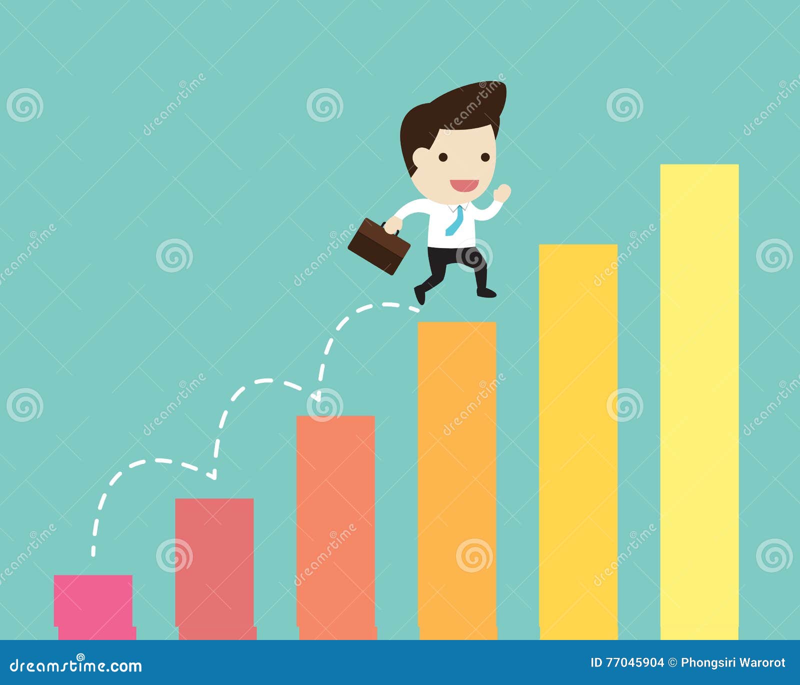 Business Man Jump Over Growing Chart in Flat Design Stock Vector ...