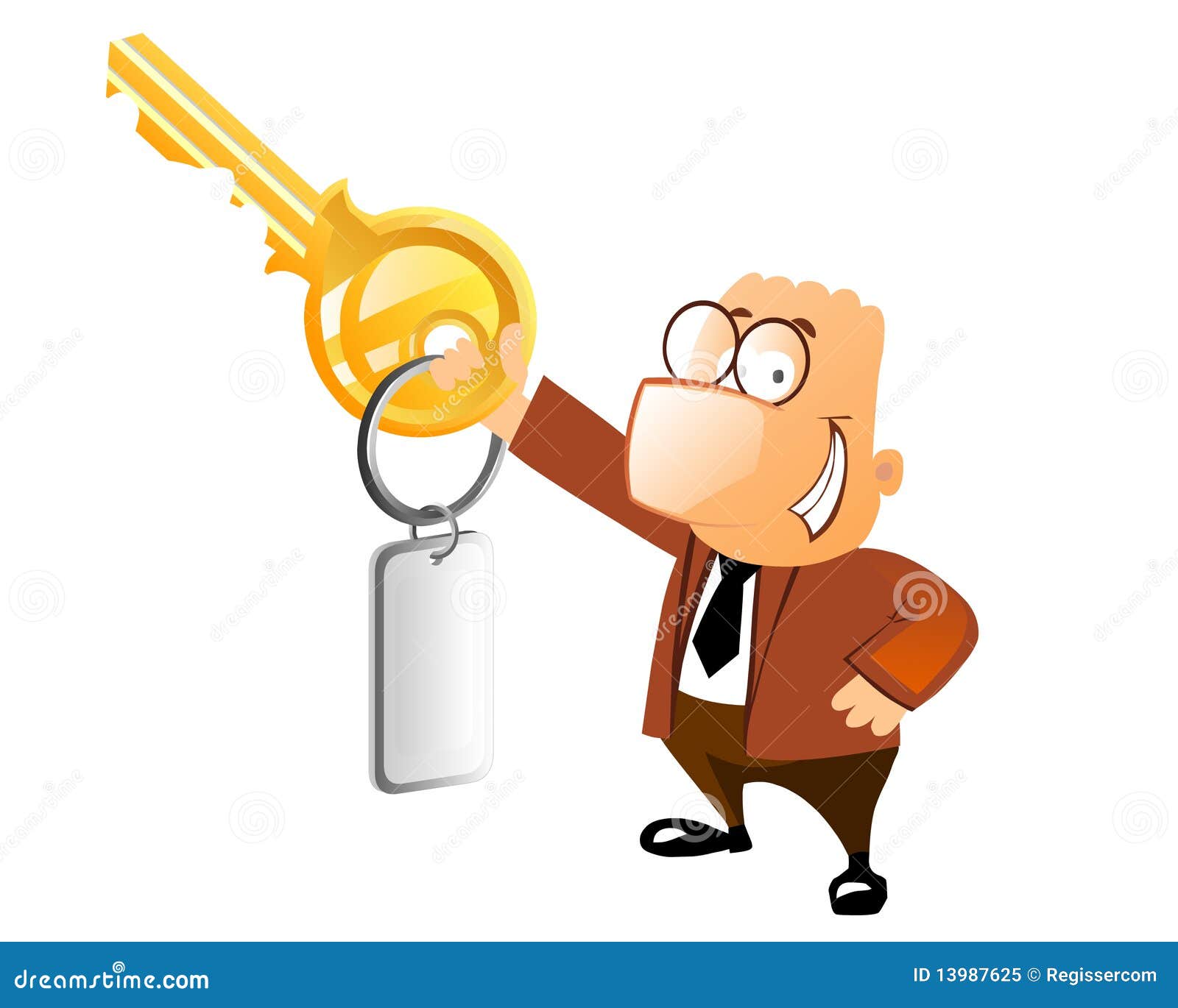 Business man with key stock illustration. Illustration of house - 13987625