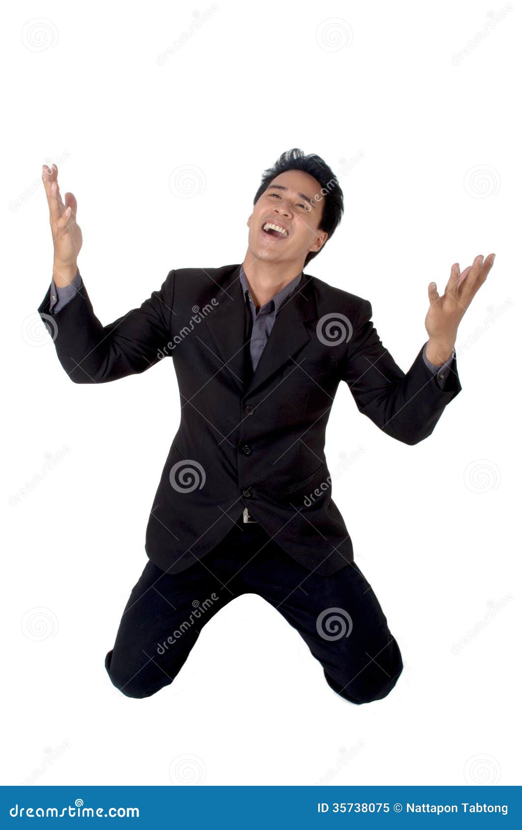 Business Man Kneel Raise One S Hand Stock Image - Image of sucess ...