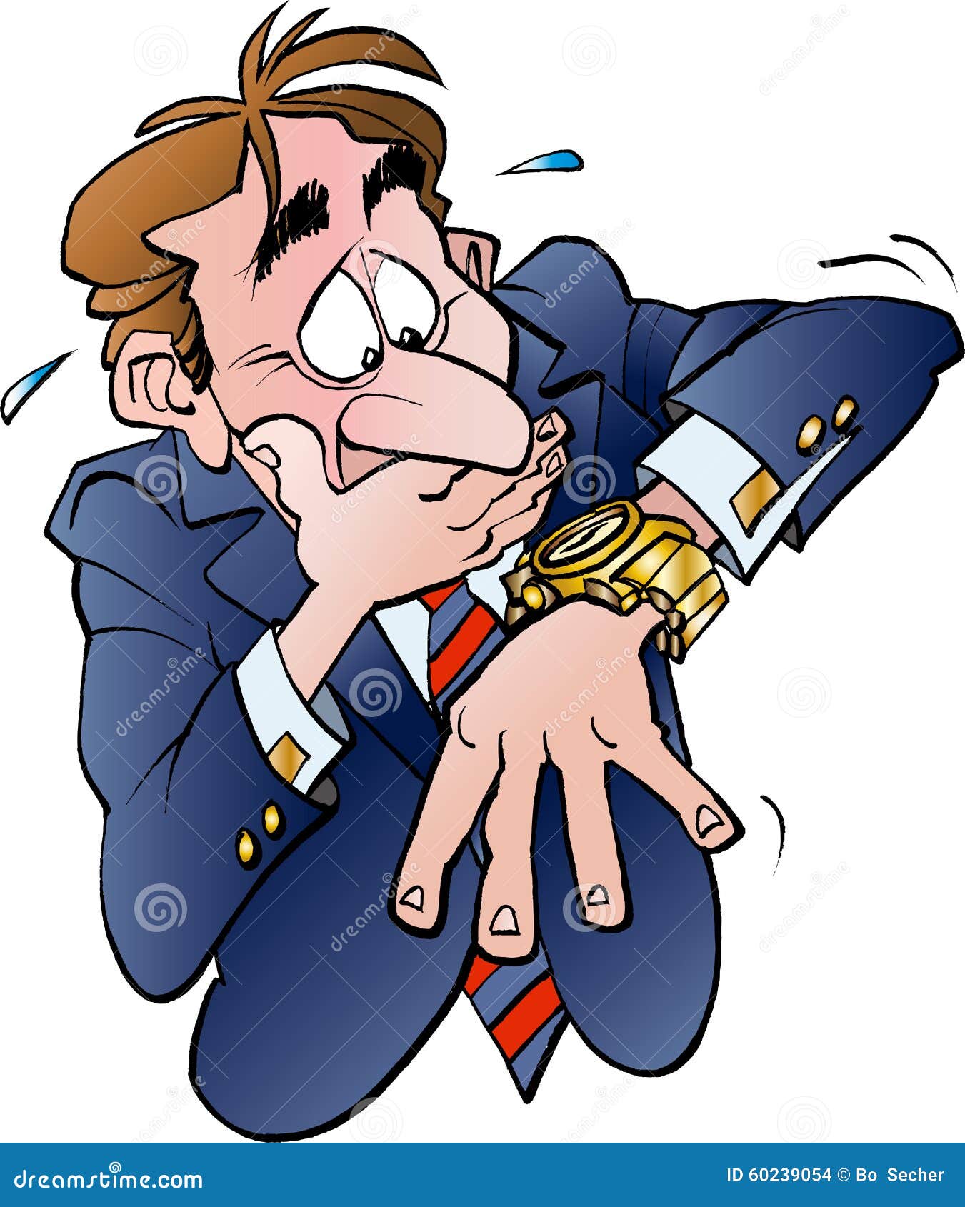 Business Man in Lack of Time Stock Vector - Illustration of works ...