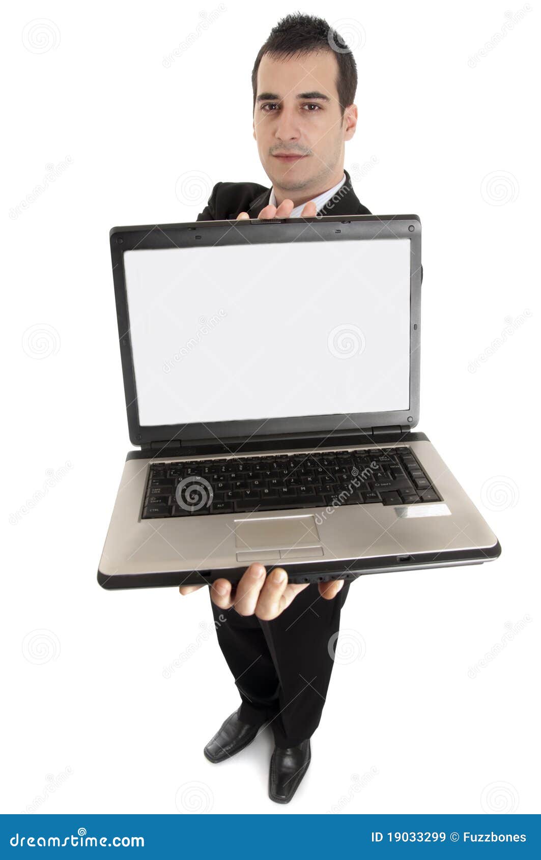 Business man with laptop stock image. Image of full, looking - 19033299