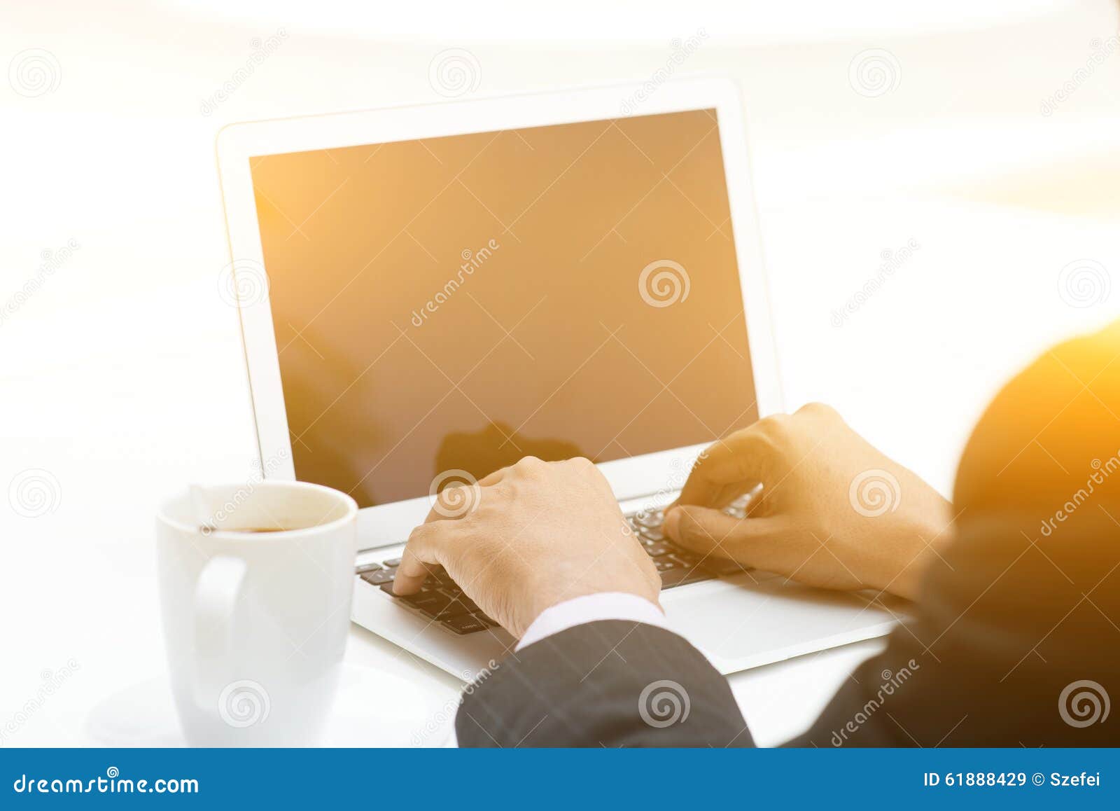 Business Man, Laptop and Coffee Stock Image - Image of adult, coffee ...