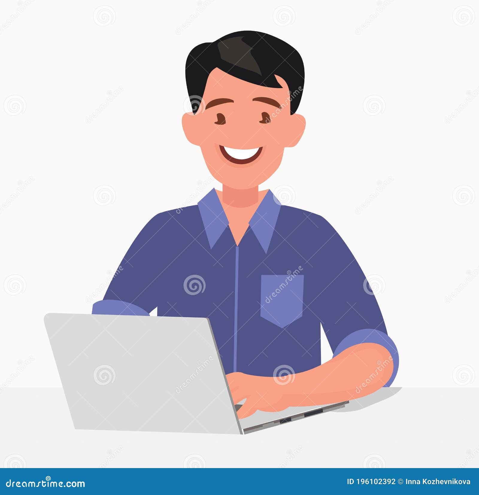 Business Man and Laptop. Work at the Computer Stock Vector ...