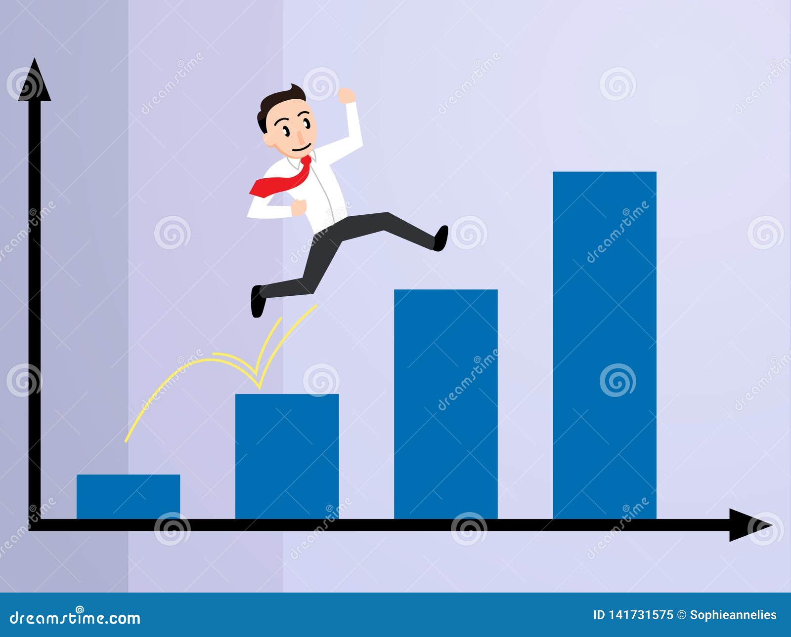 Business Man Leaping Over a Bar Graph Stock Illustration - Illustration ...