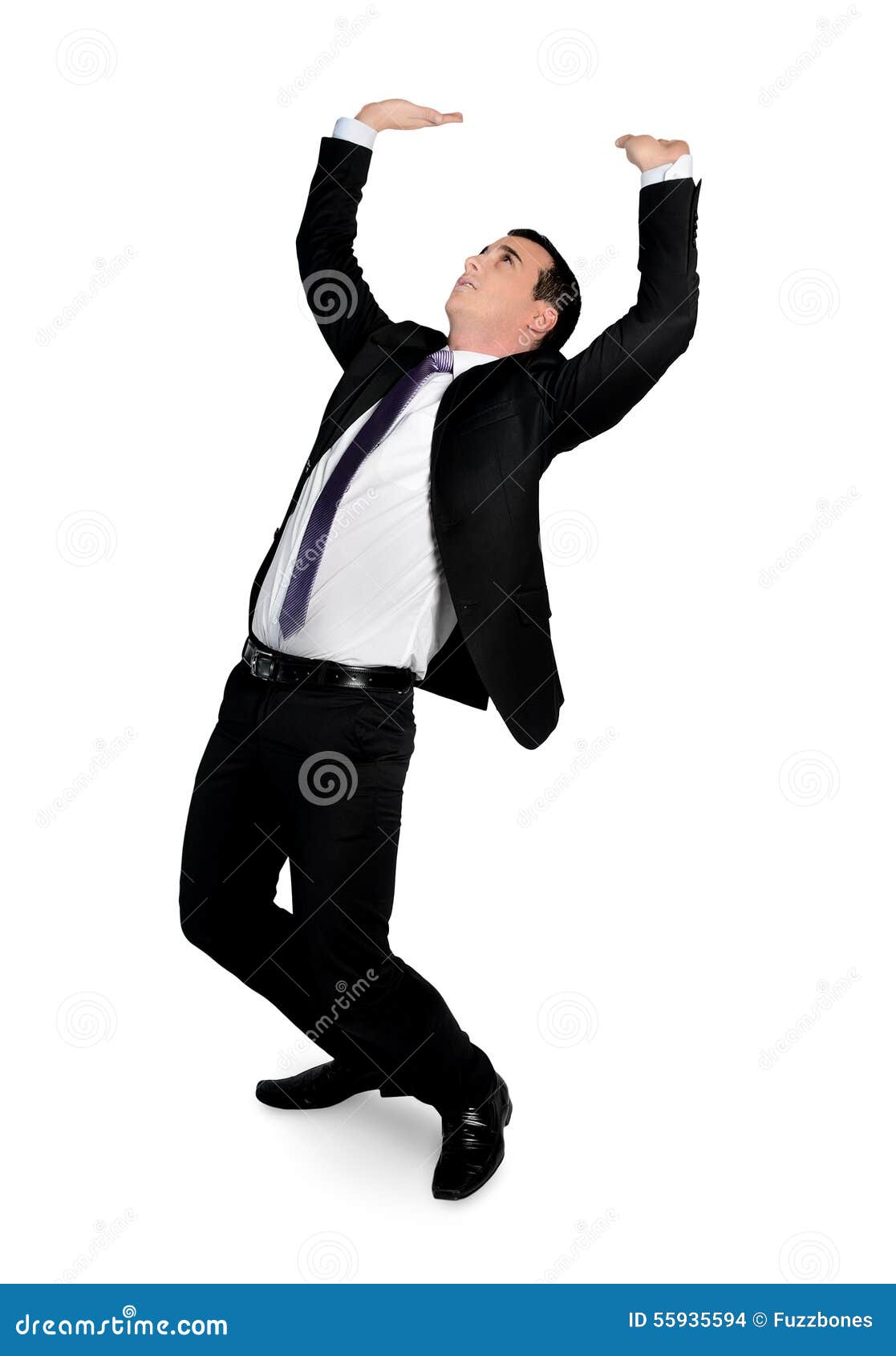 Business Man Lifting Something Stock Photo - Image of push, isolated ...