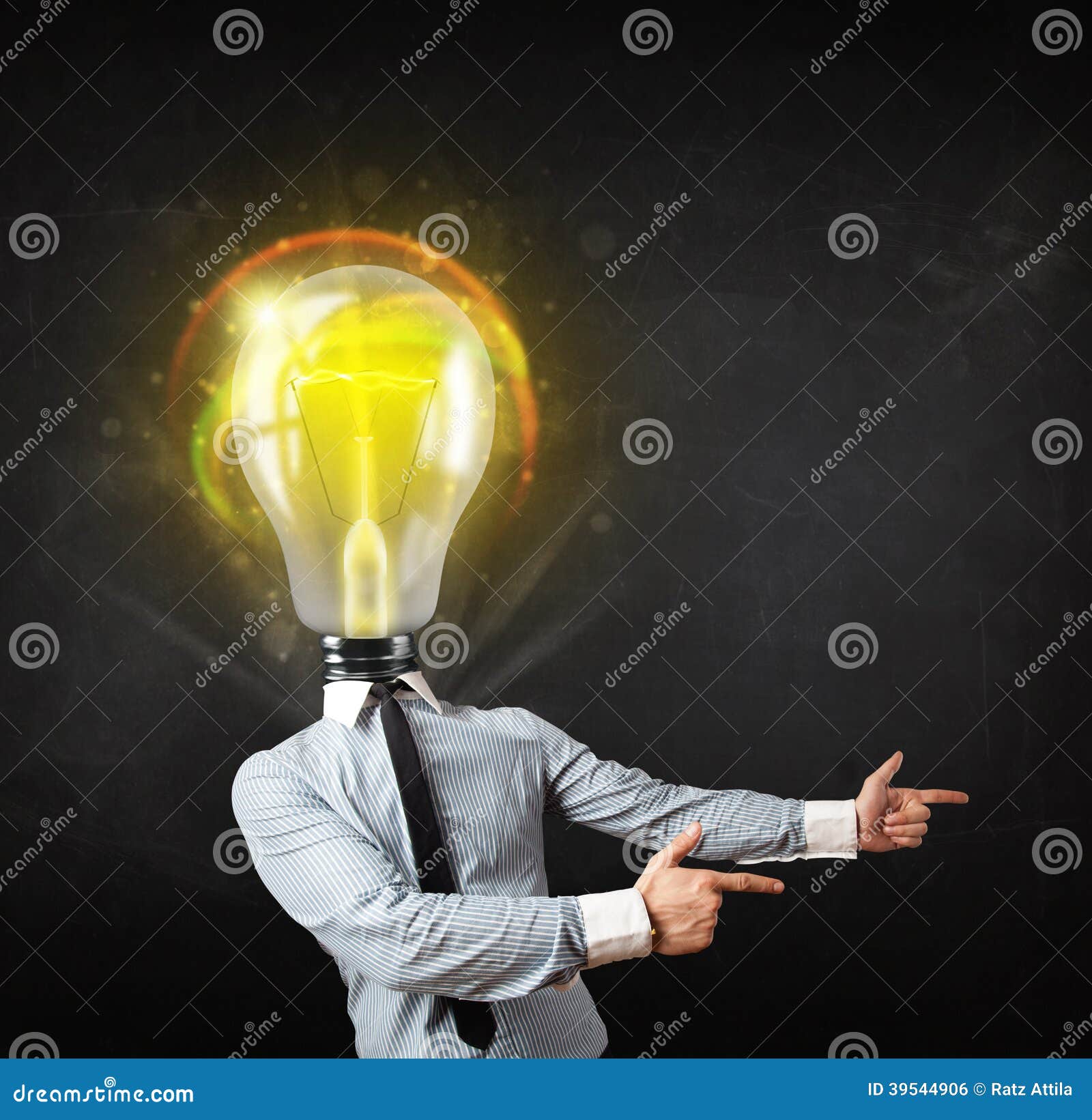 Business Man with Light Bulb Head Concept Stock Photo - Image of ...
