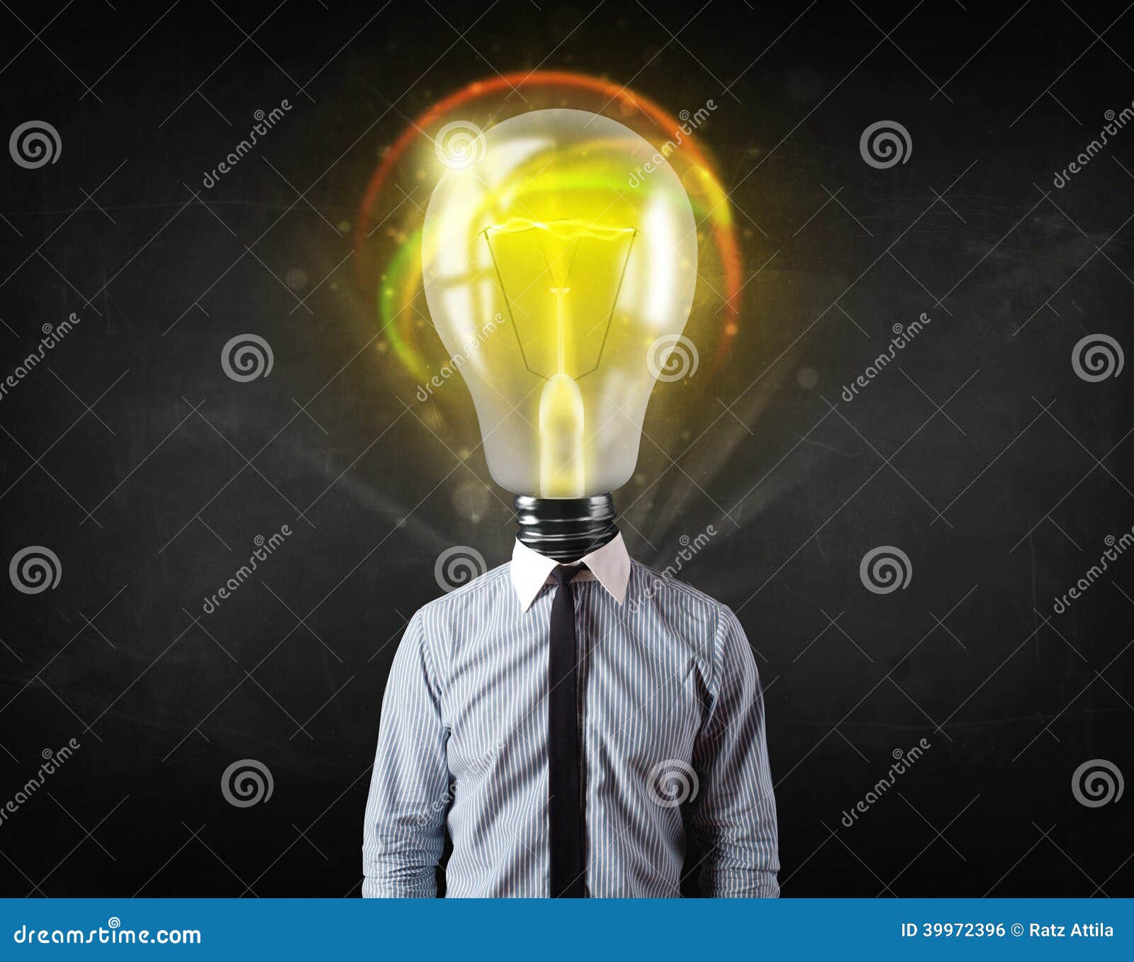 Business Man with Light Bulb Head Concept Stock Photo - Image of leader ...