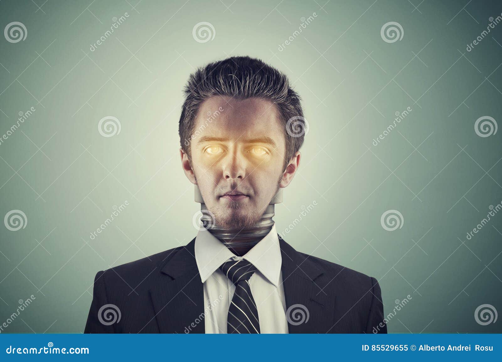 Business Man with a Lightbulb Stock Image - Image of idea, showing ...