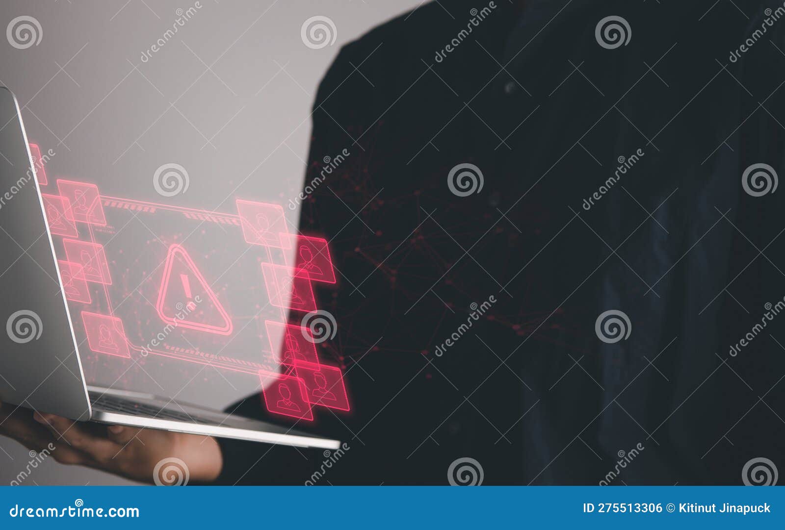 Business Man is Logging into System and Security Icon on Screen Stock ...
