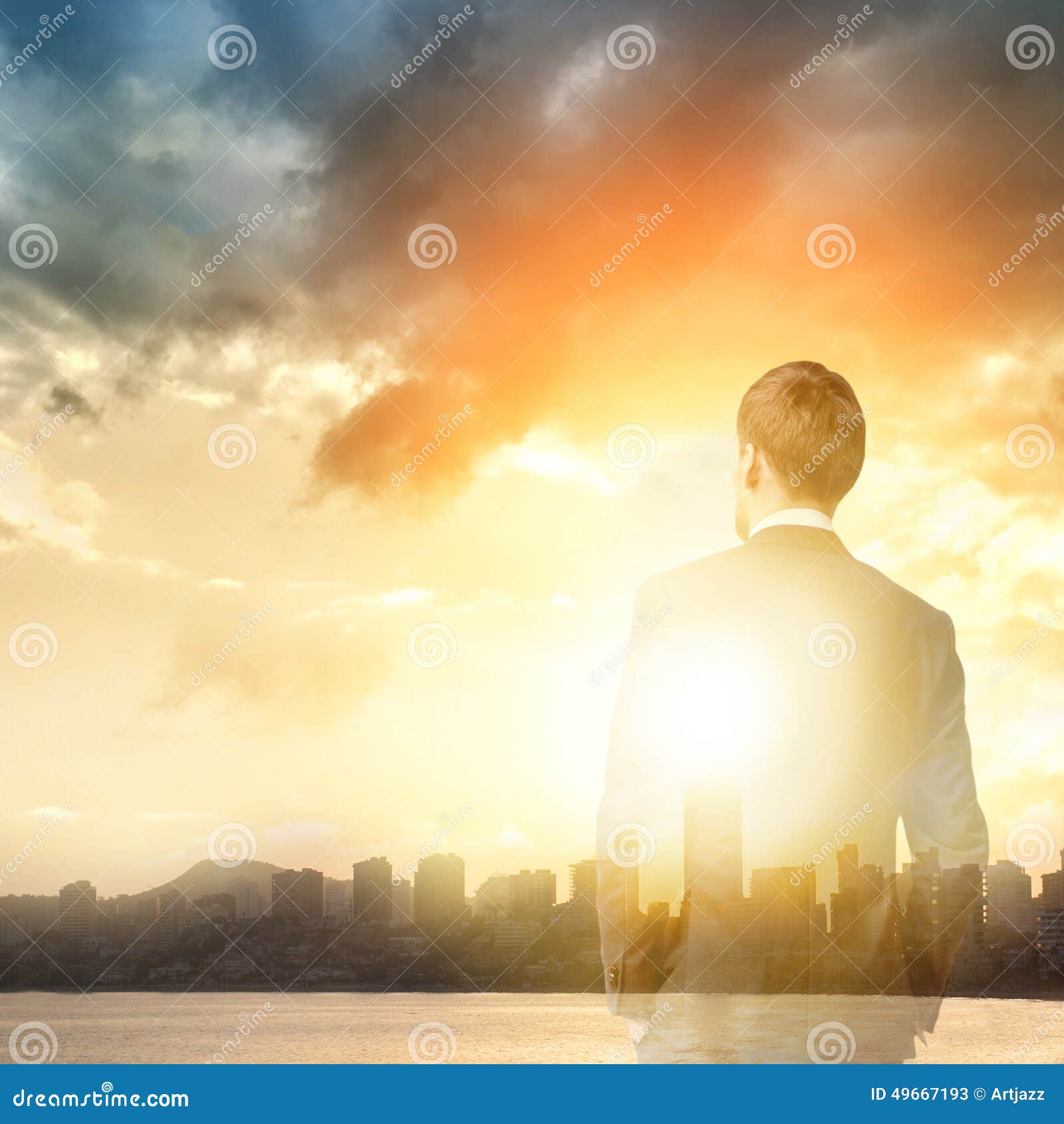 Business Man Look Sunrise in the City Stock Image - Image of pattern ...
